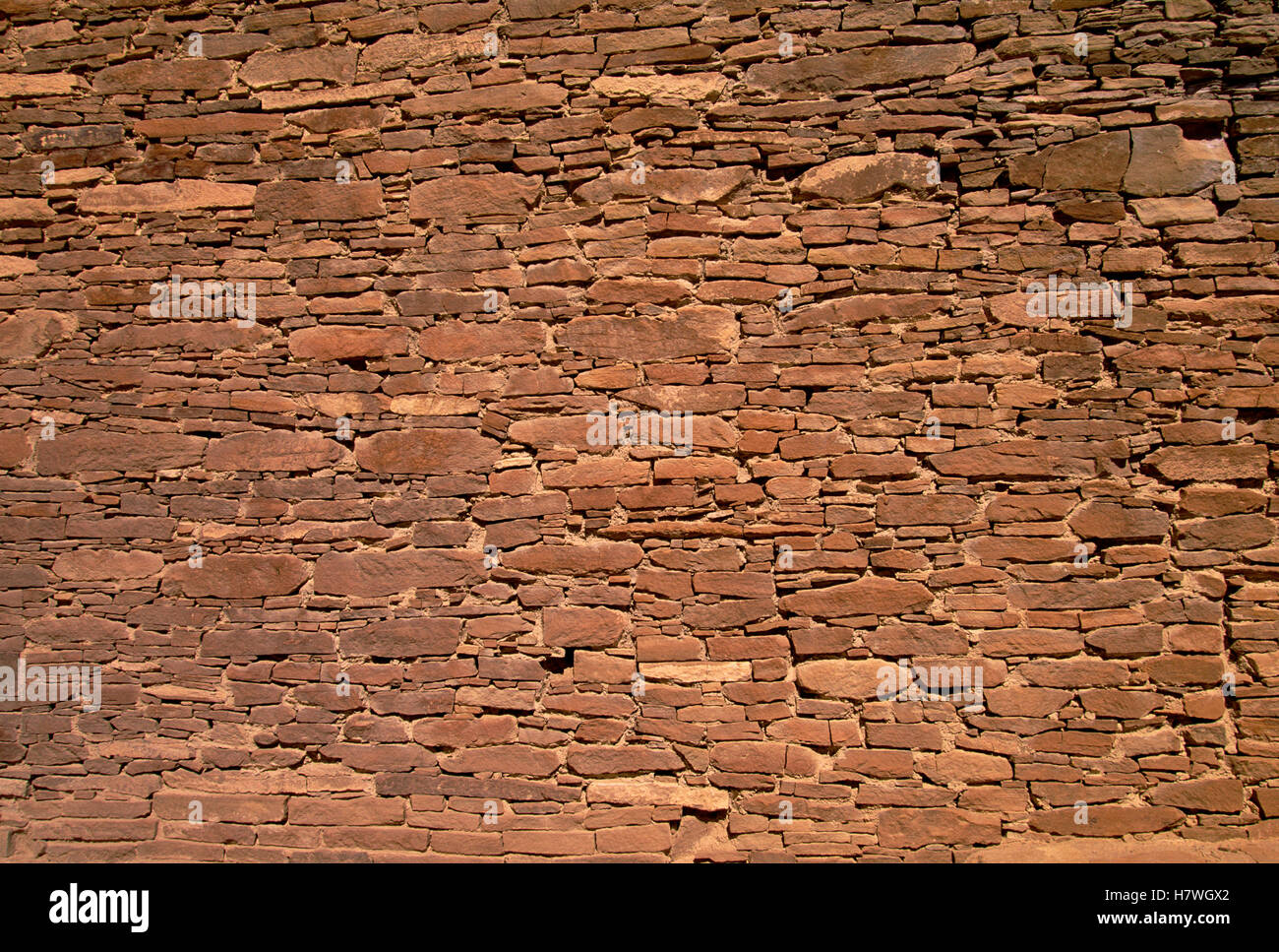 Stonework of ruins of monumental public buildings called Pueblo Bonito ...
