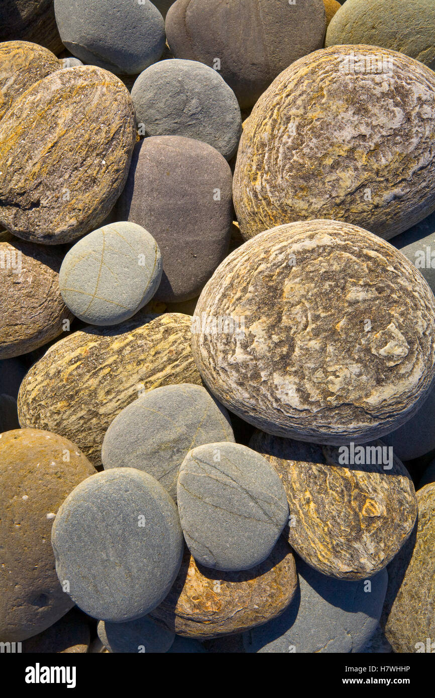 Round colorful pebbles smoothed by waves on beach, Westland National ...