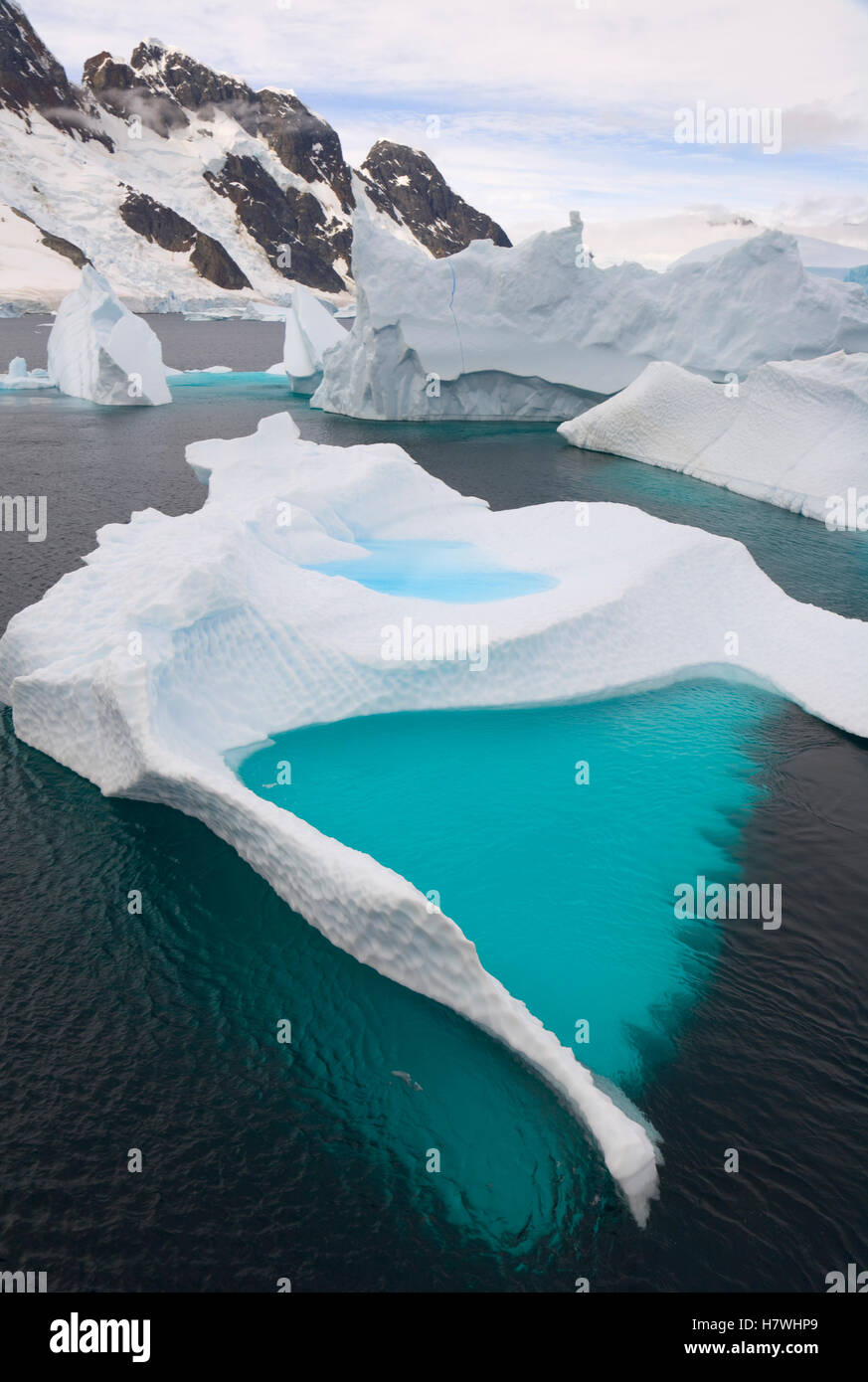 Emerald pool in iceberg, stranded in shallow bay near Booth Island ...