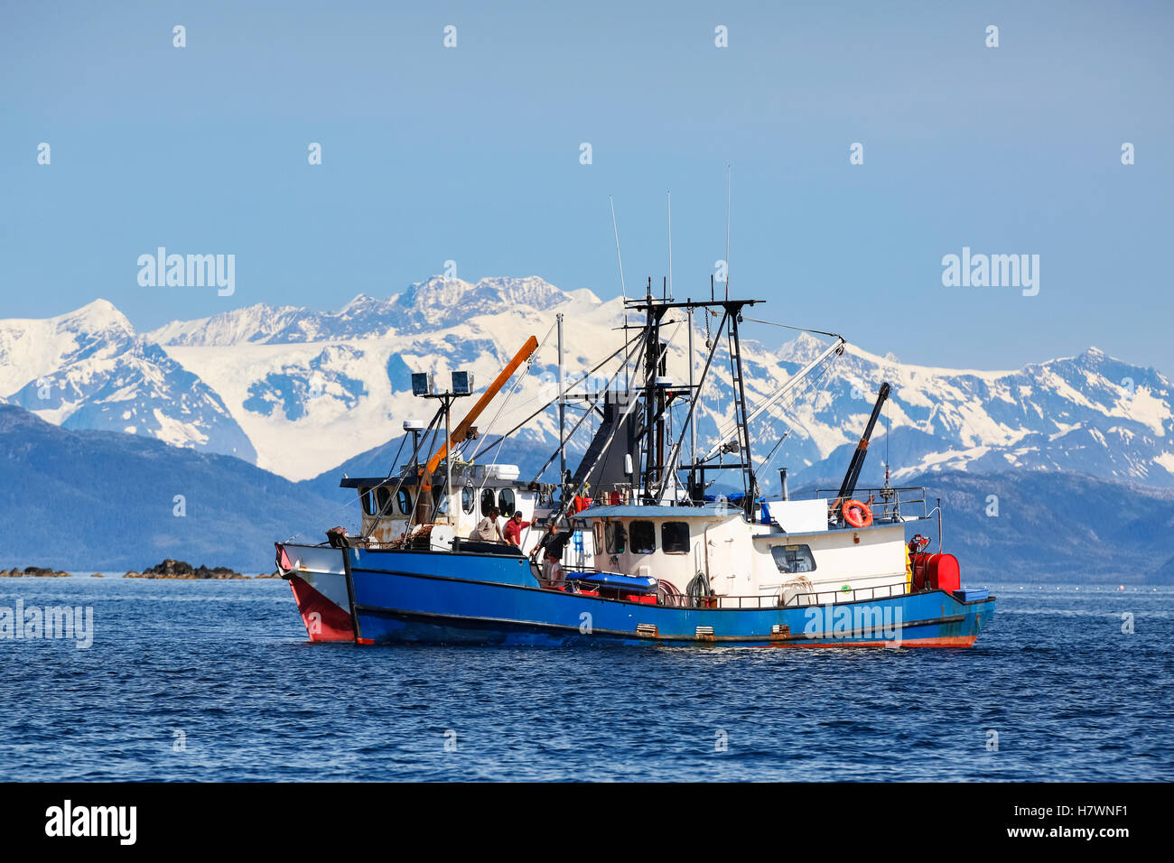 Two commercial fishing boats on the waters of Main Bay near Whittier ...