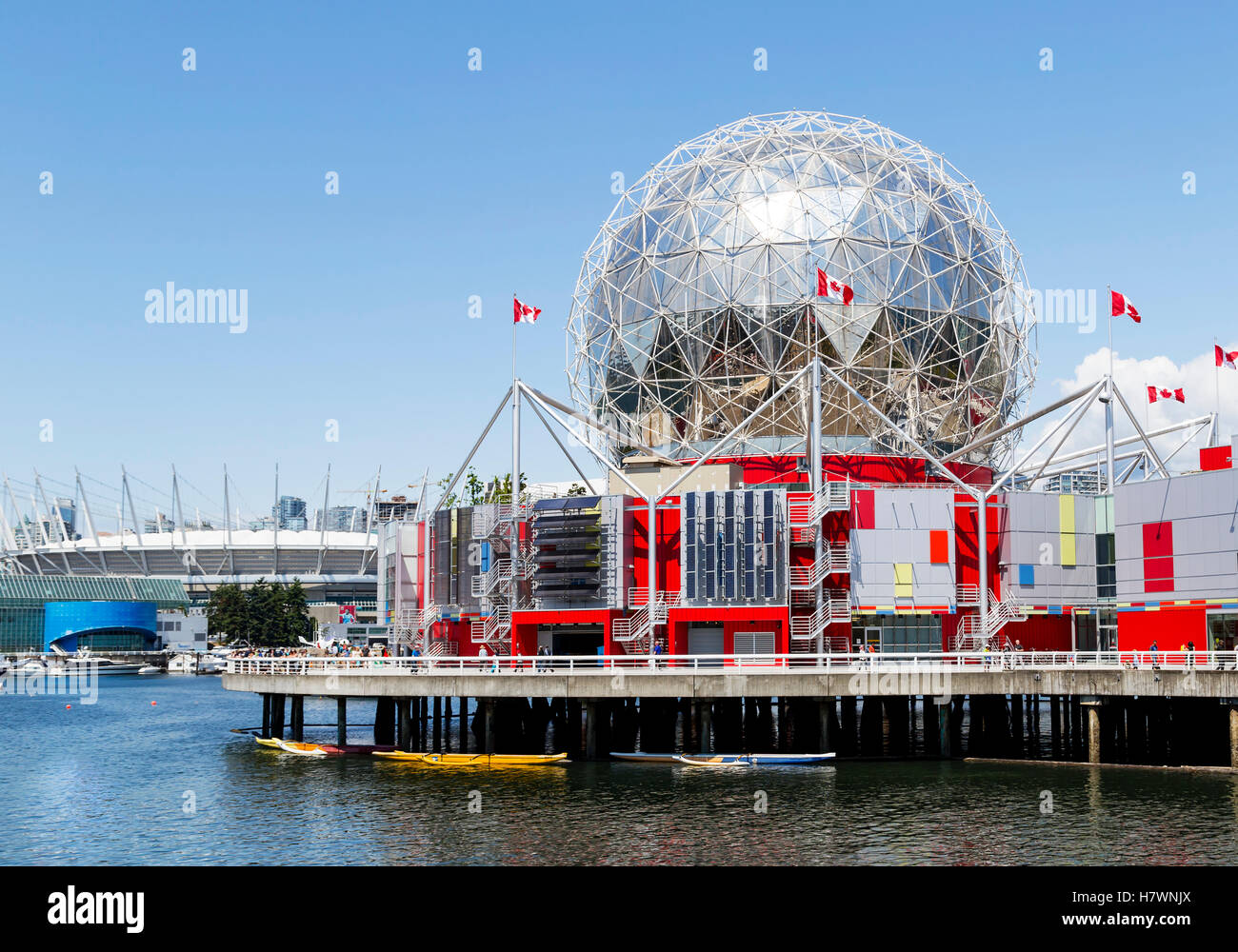 A sunny summer day view of the Science World dome on the Vancouver ...