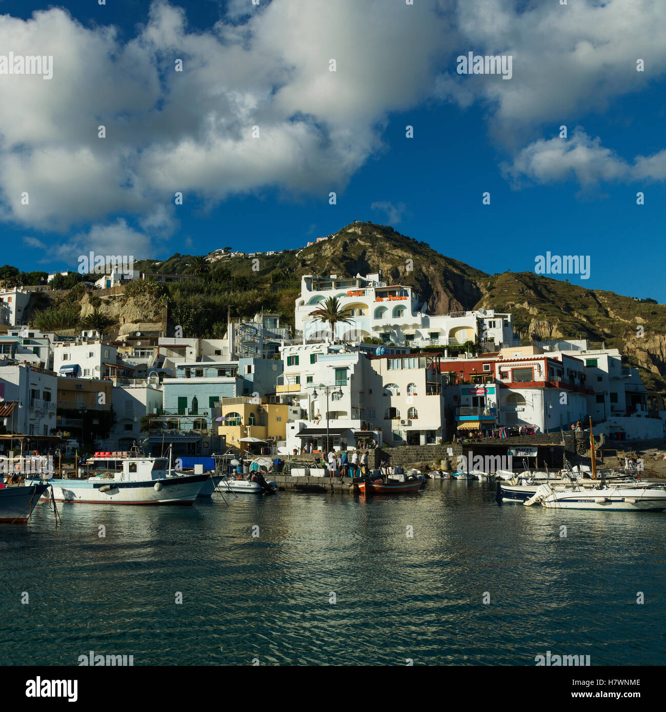 Harbour and waterfront on the island of Ischia; Ischia, Campania, Italy ...