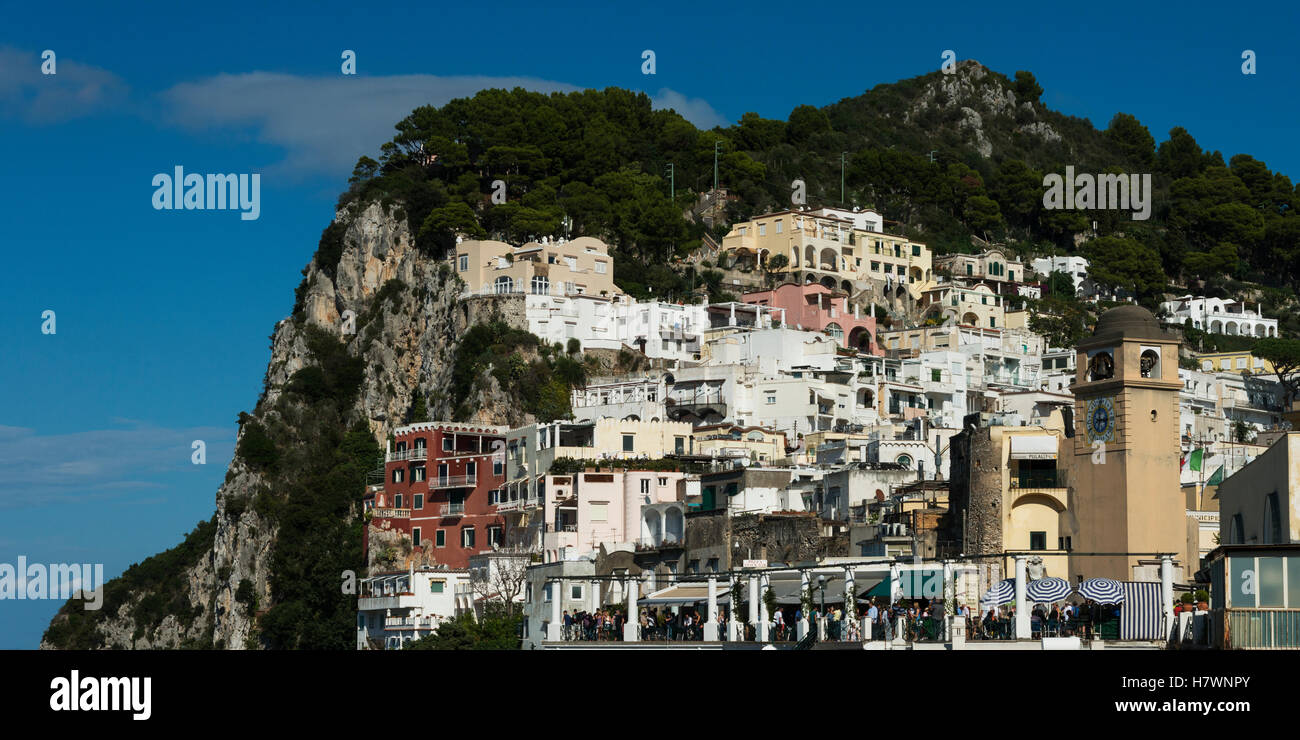 Colourful buildings on a hillside; Capri, Campania, Italy Stock Photo ...