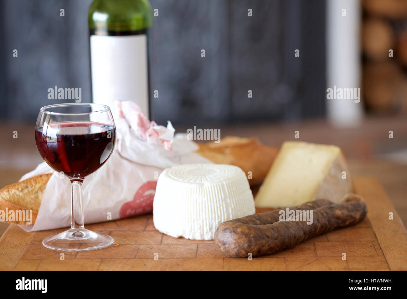 Corsican local cheese, charcuterie, bread and wine Stock Photo - Alamy