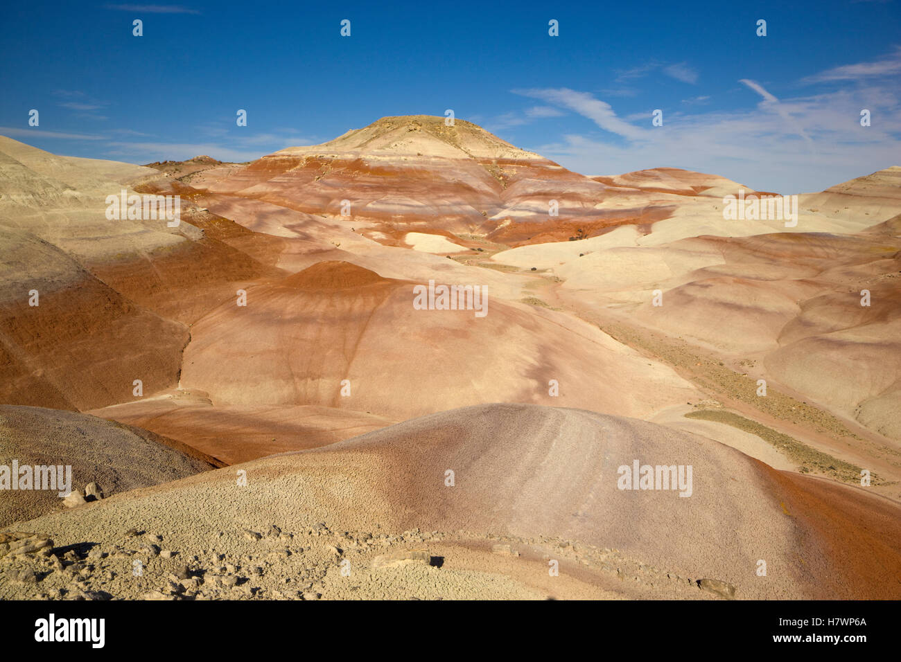 Layers of soft stone of various colors with a color-banded clay surface ...