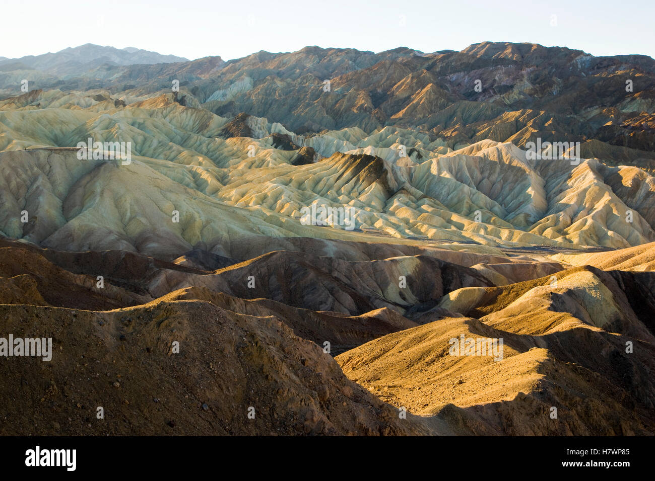 Eroded sandstone ridges and buttes of famous Zabriskie Point, Death ...