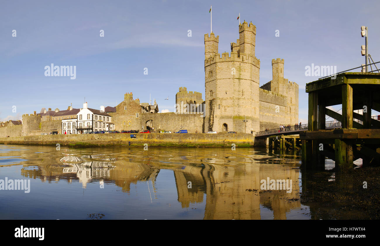 Panorama, Caernarfon Castle, Wales Stock Photo - Alamy