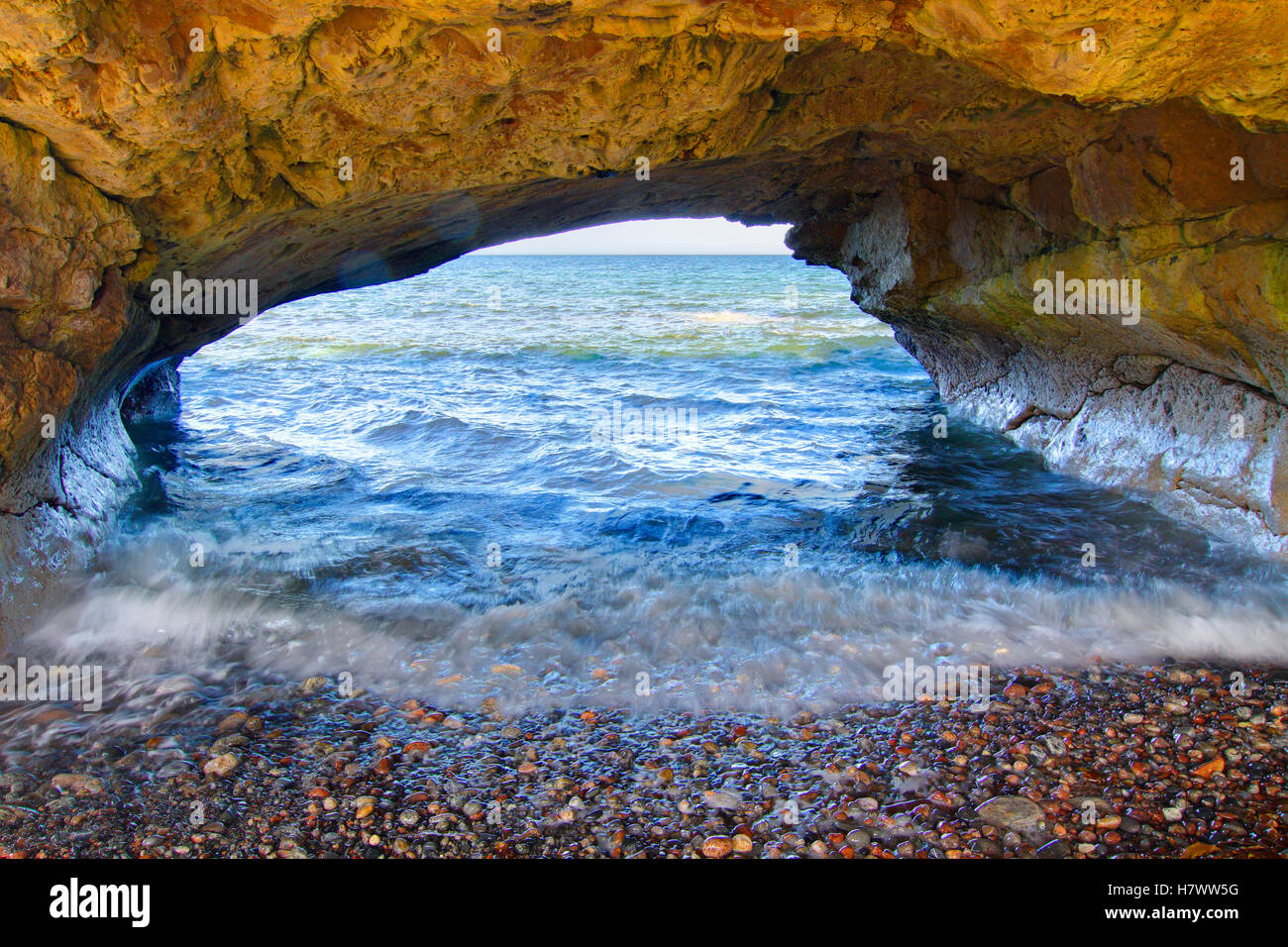 Sea arch, The Arches Provincial Park, Newfoundland, Canada Stock Photo ...