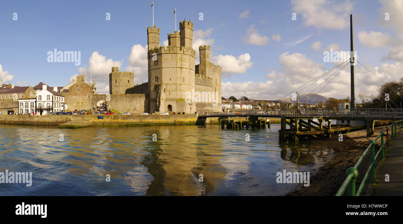 Panorama, Caernarfon Castle, Wales Stock Photo - Alamy