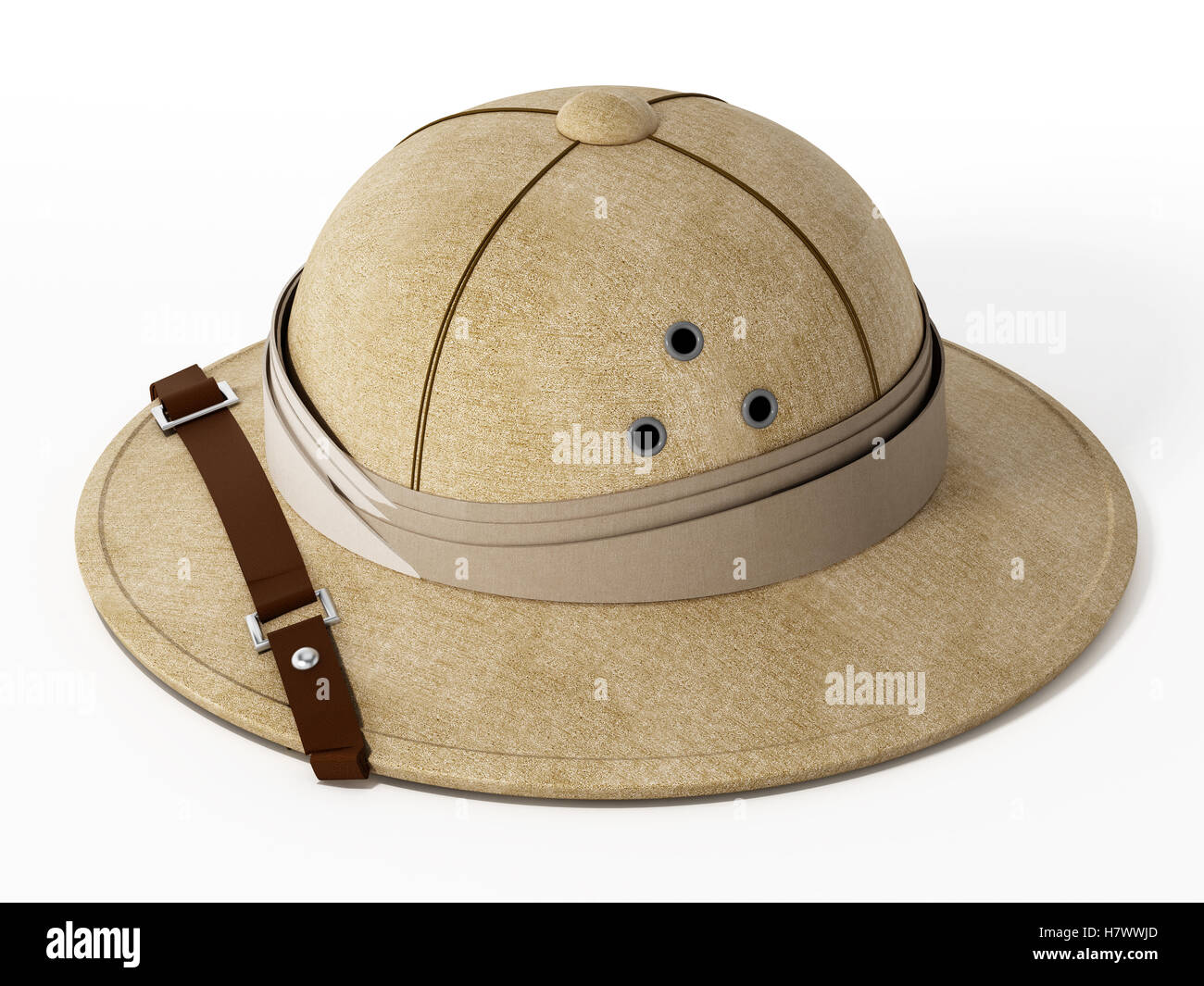 Vintage explorer hat isolated on white background. 3D illustration ...