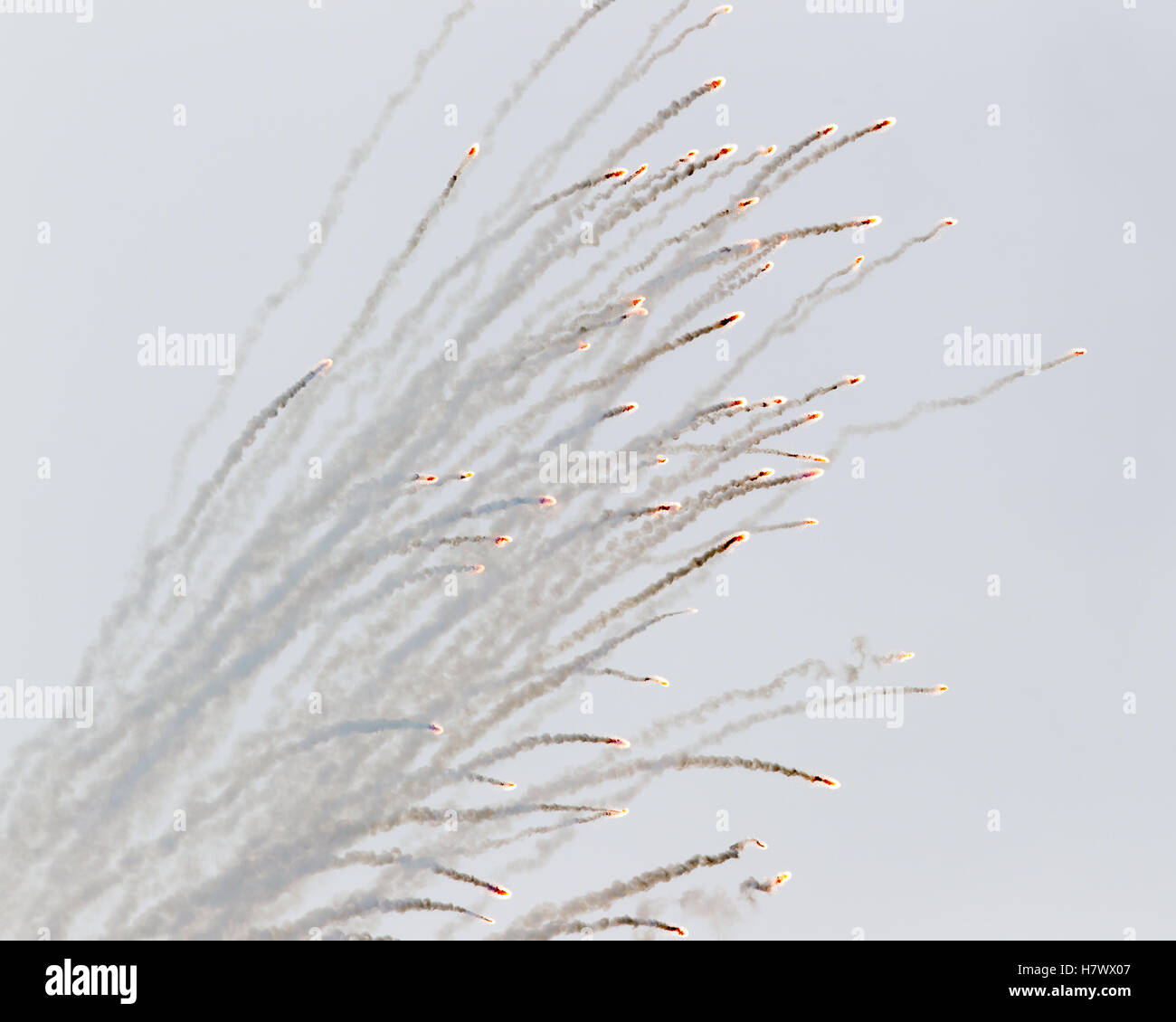 Flares fired from a fast moving jet Stock Photo - Alamy