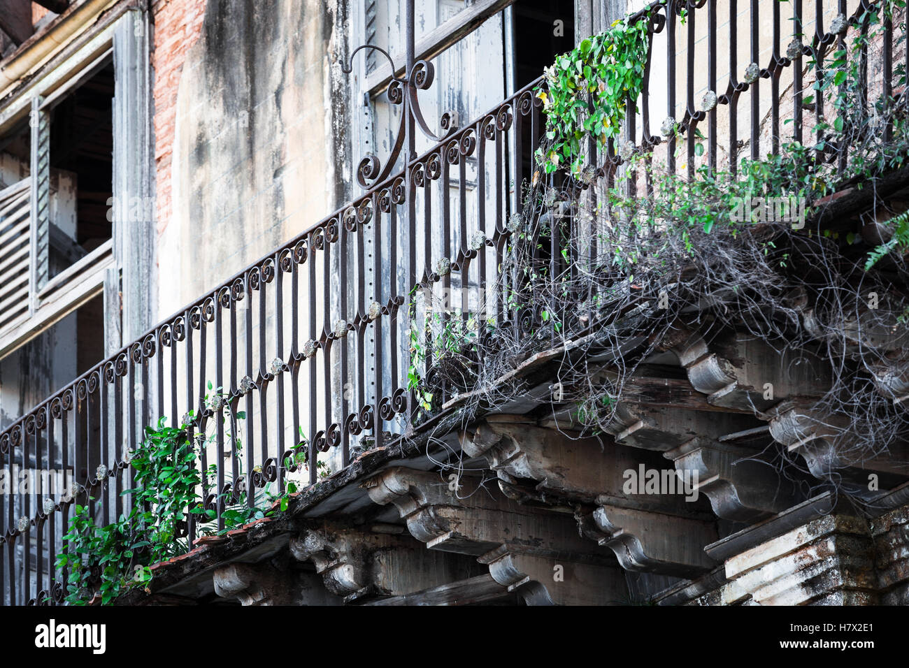 old balcony of the building close up Stock Photo - Alamy