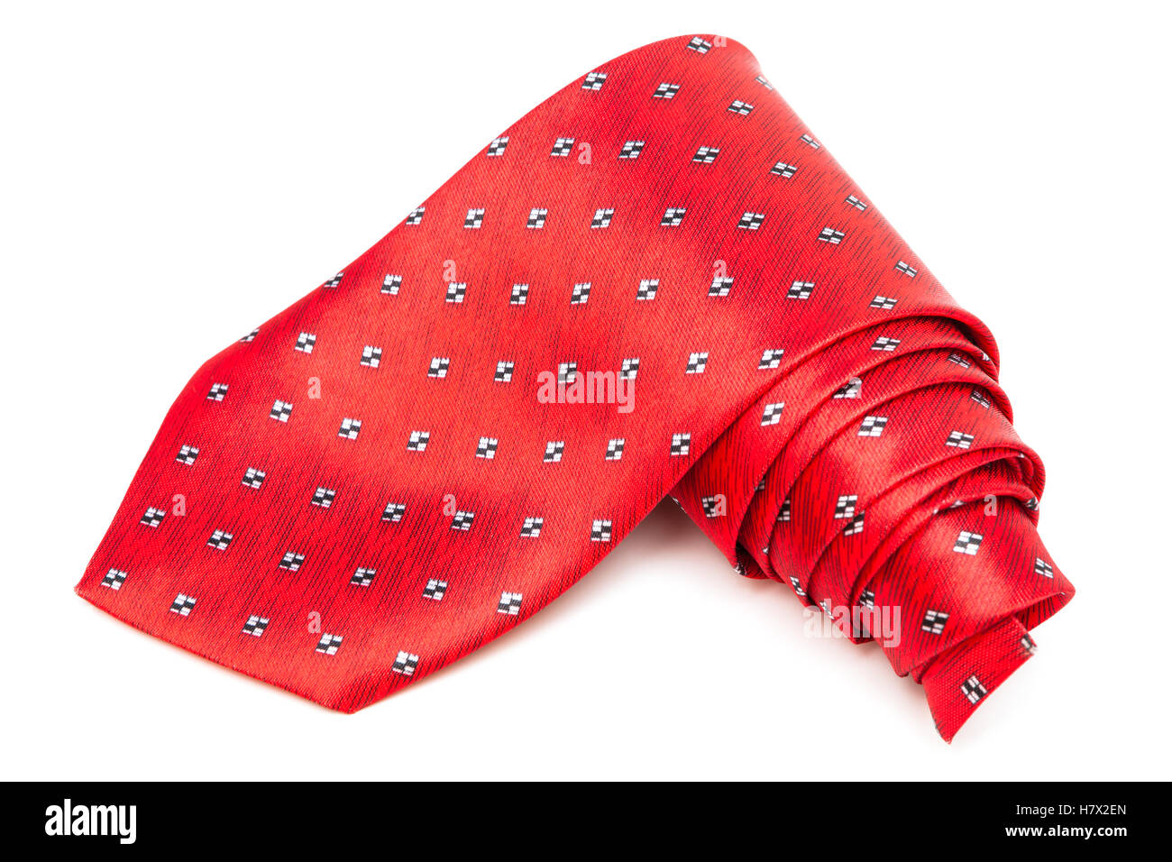 red, checked tie on a white background Stock Photo - Alamy
