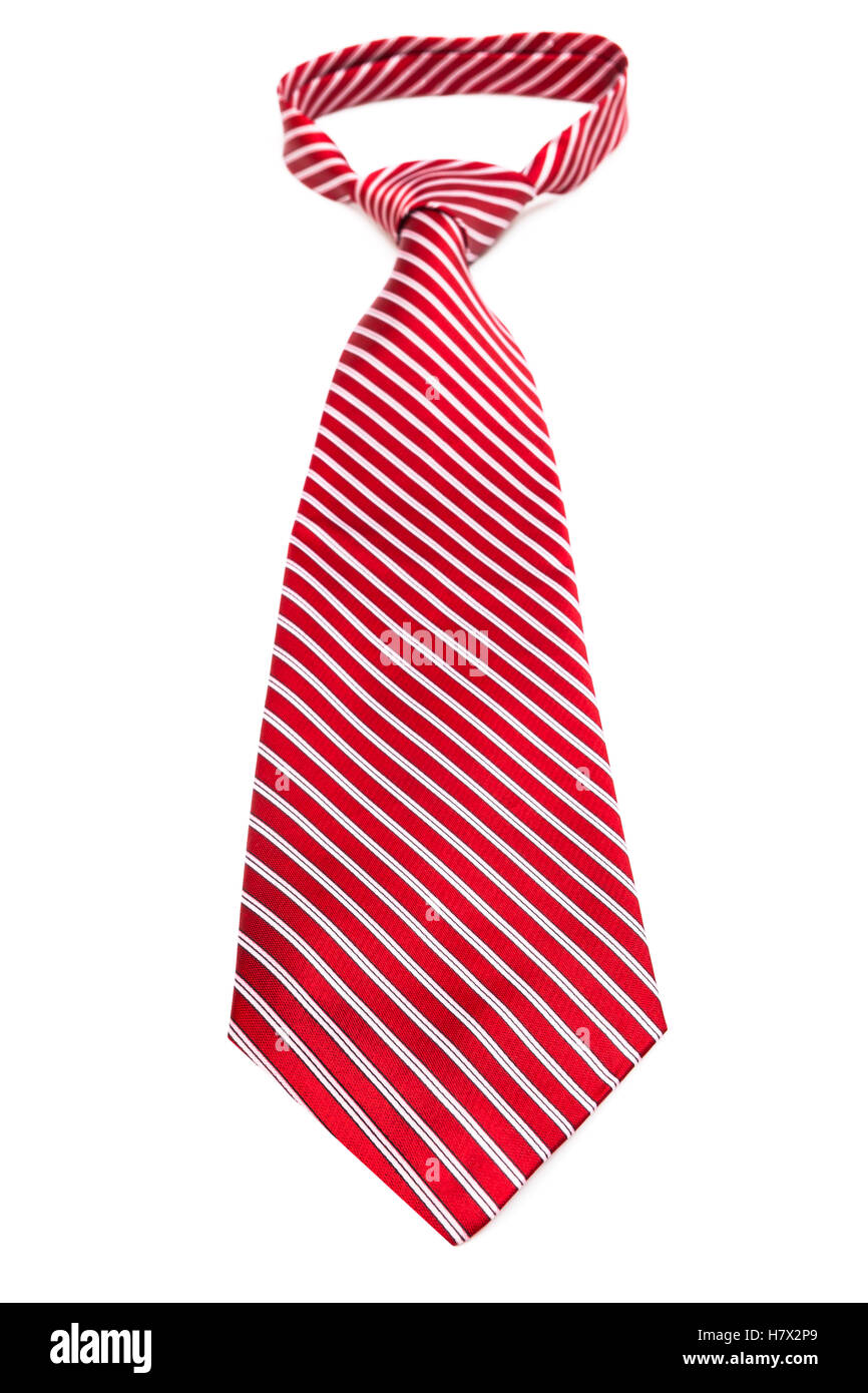 red striped tie with a knot on a white background Stock Photo - Alamy