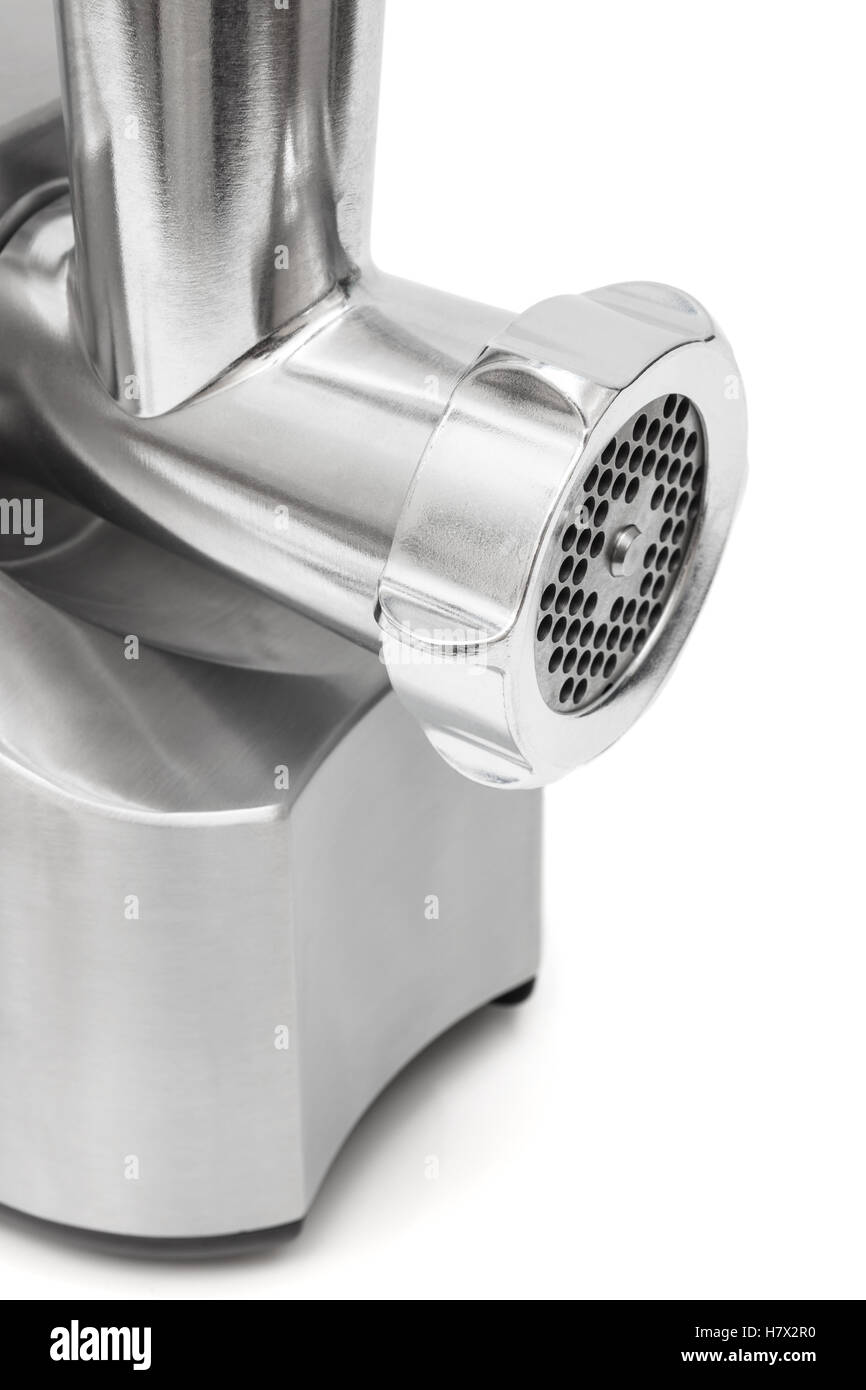 steel mincing machine on a white background Stock Photo - Alamy