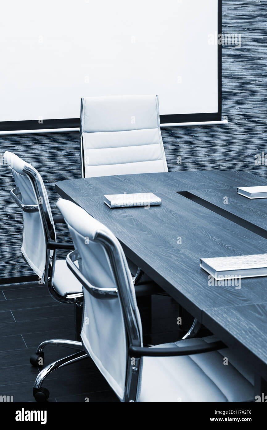 conference table with the screen in the office Stock Photo - Alamy