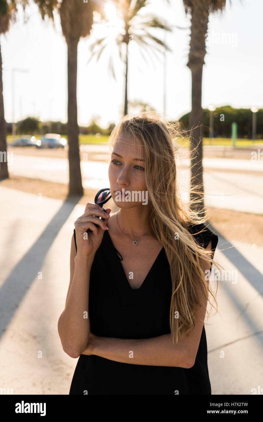 Beautiful woman portrait at sunset Stock Photo - Alamy