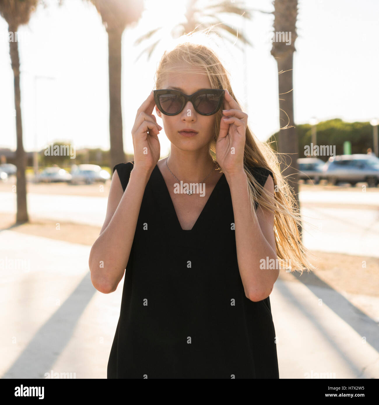 Beautiful woman portrait at sunset Stock Photo - Alamy