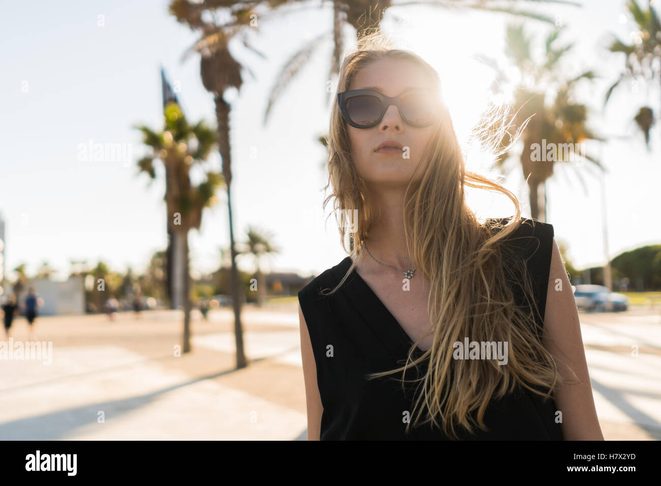 Beautiful woman portrait at sunset Stock Photo - Alamy