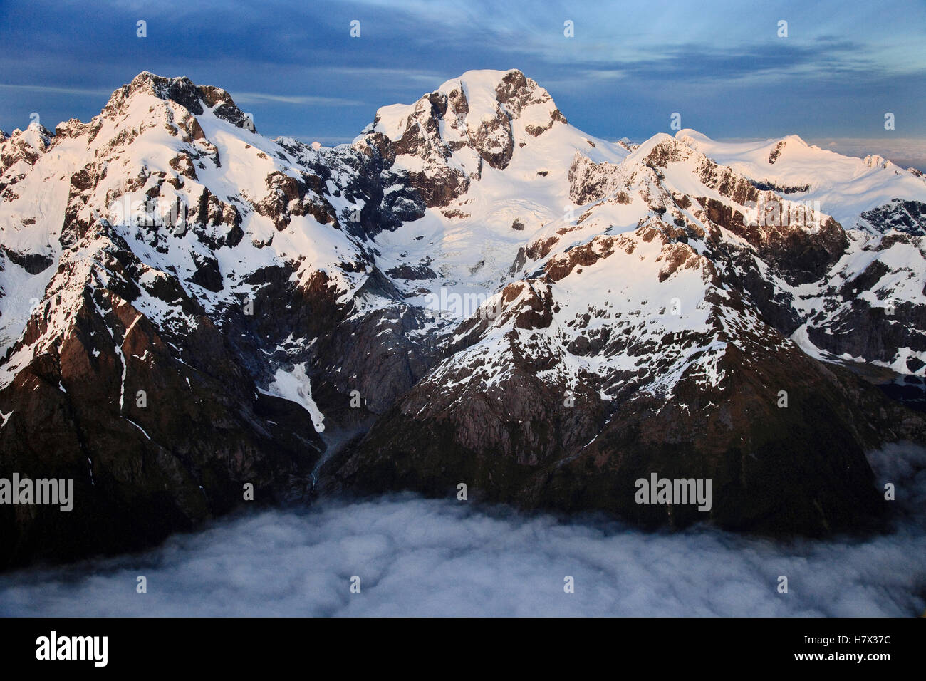 Mount Tutoko at dawn, 2723 meters, is the highest peak in Darran ...