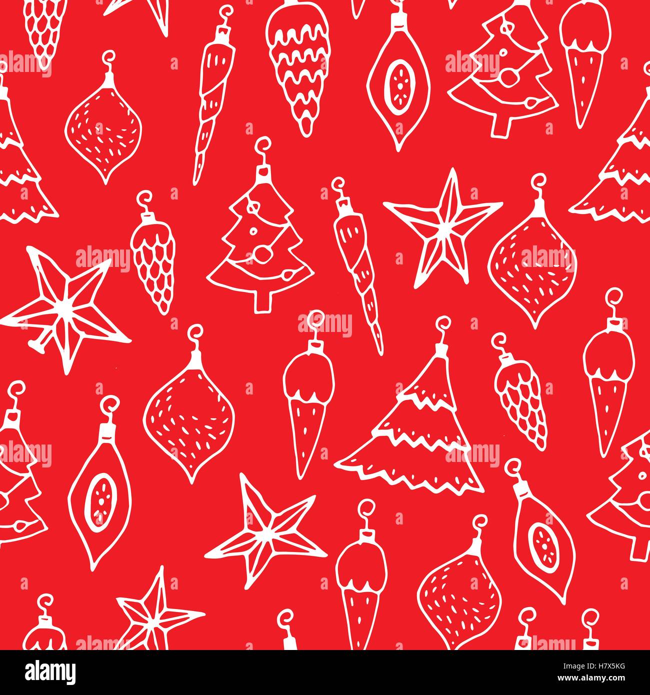 Seamless vector Christmas pattern. Hand drawn illustration Stock Vector ...