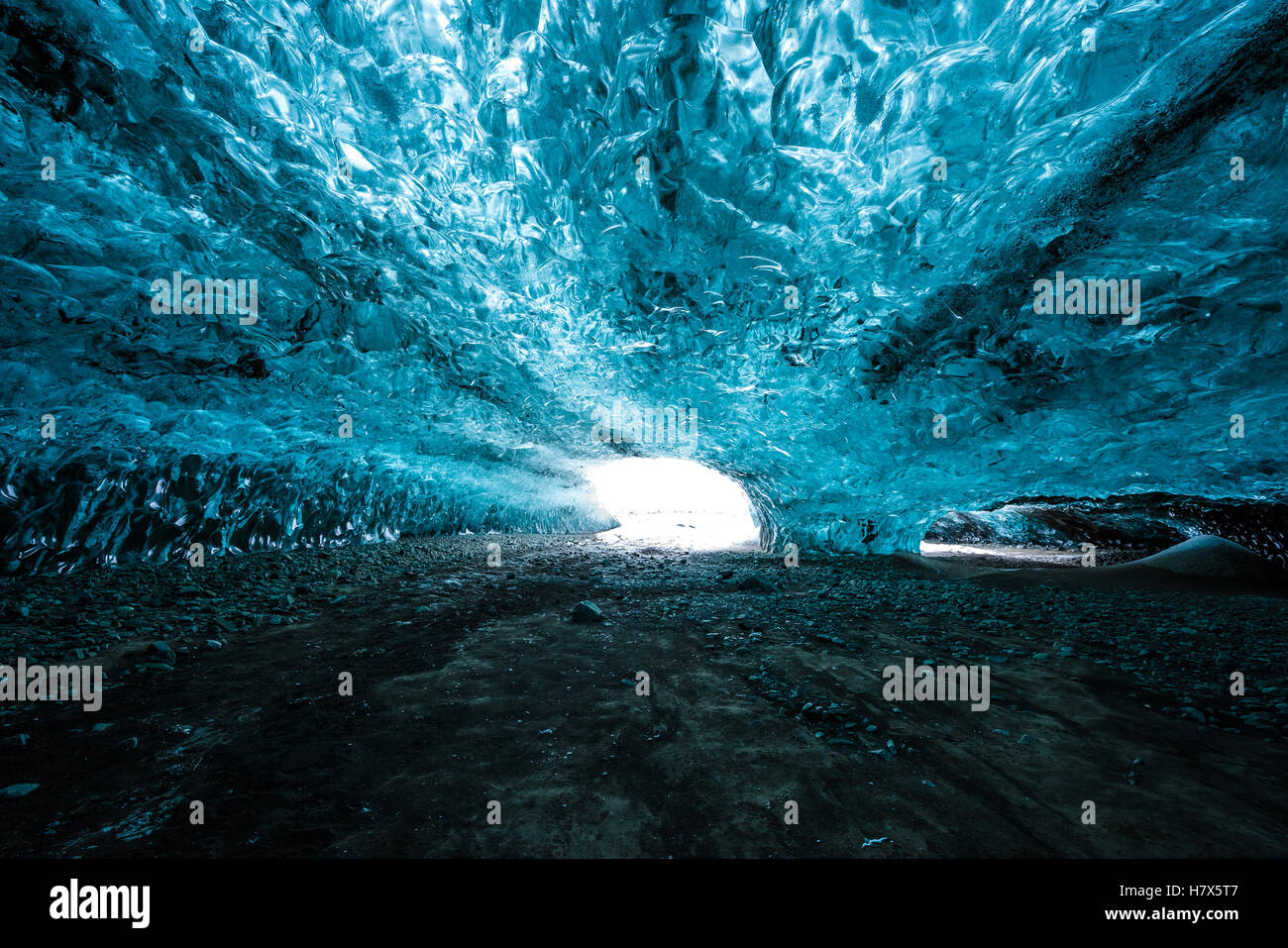 Inside Ice caves in Iceland Stock Photo - Alamy