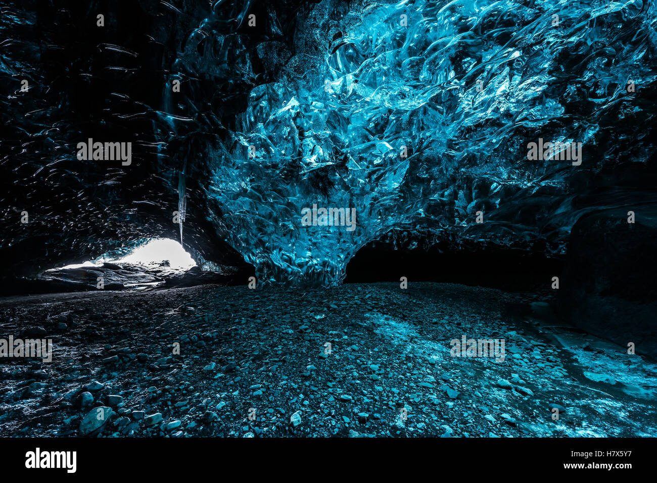 Inside Ice caves in Iceland Stock Photo - Alamy