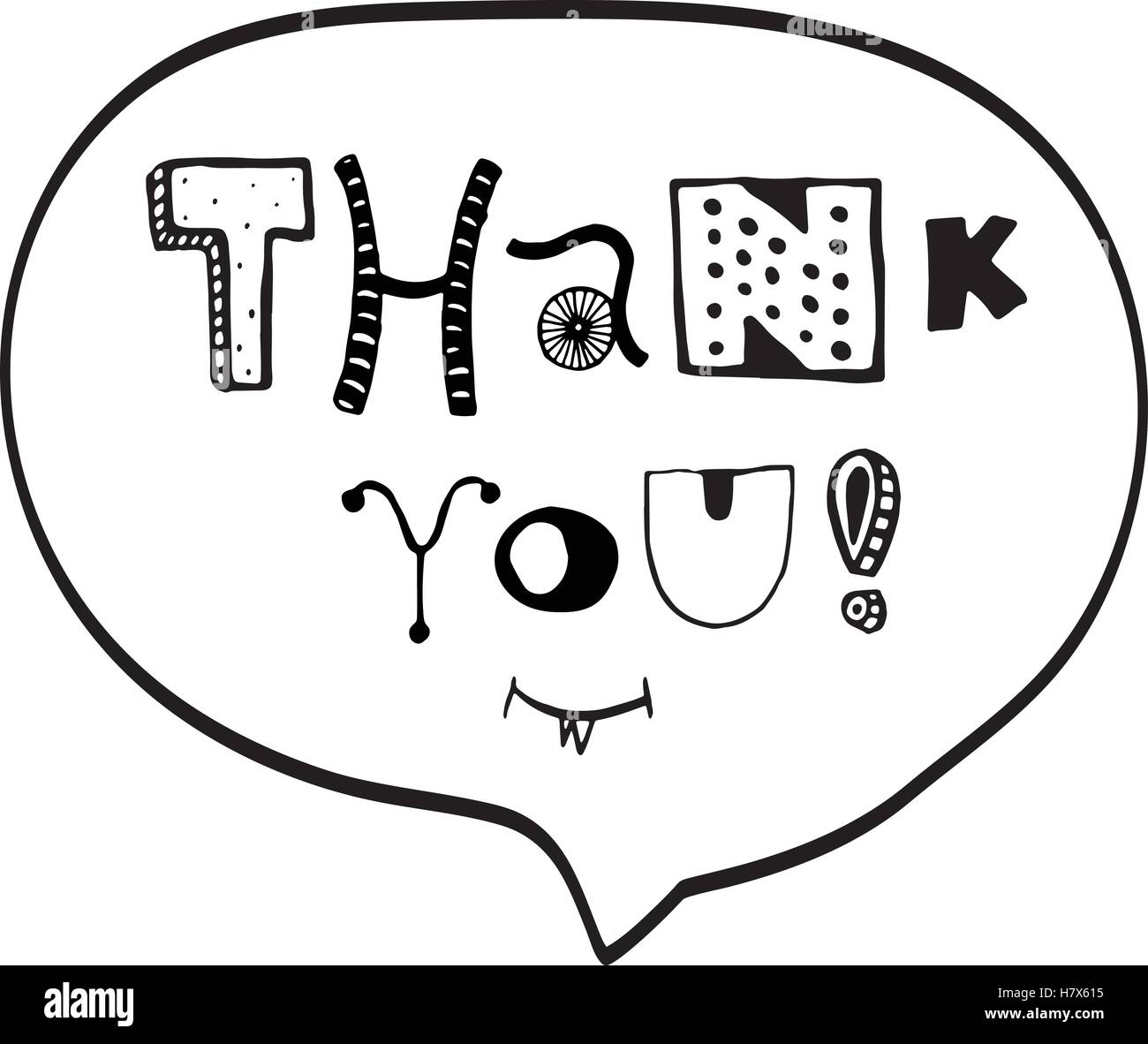 Cute Thank You Script. Greeting card. Thanksgiving day Stock Vector ...