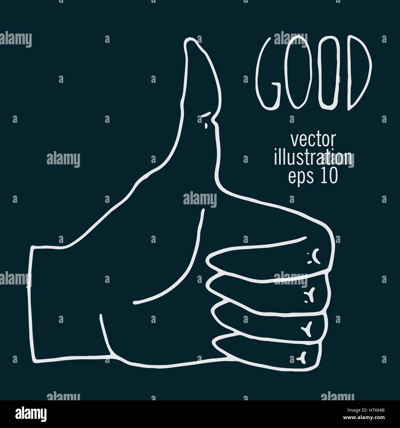 Human hand giving ok. Thumbs up vector illustration. Hand drawn Stock ...