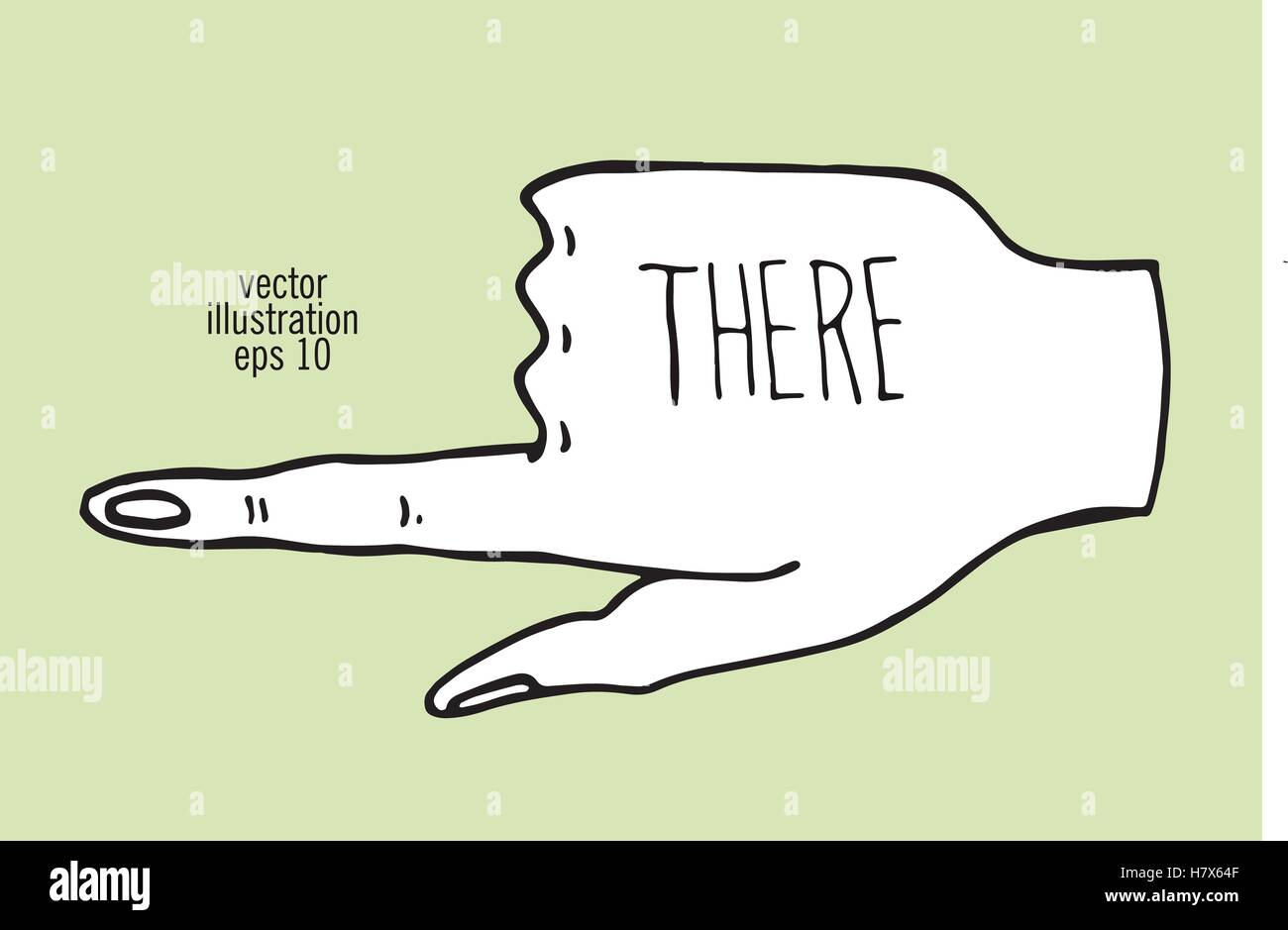 Hand with pointing finger. Showing the direction hand drawn vector ...