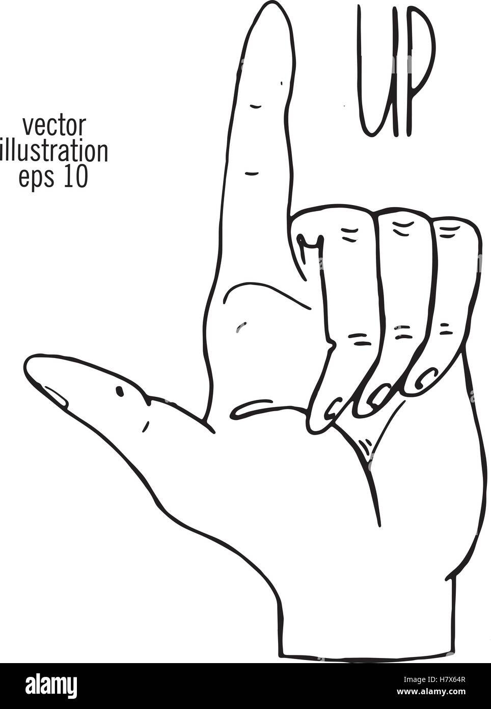 Hand with pointing finger. Showing the direction hand drawn vector ...