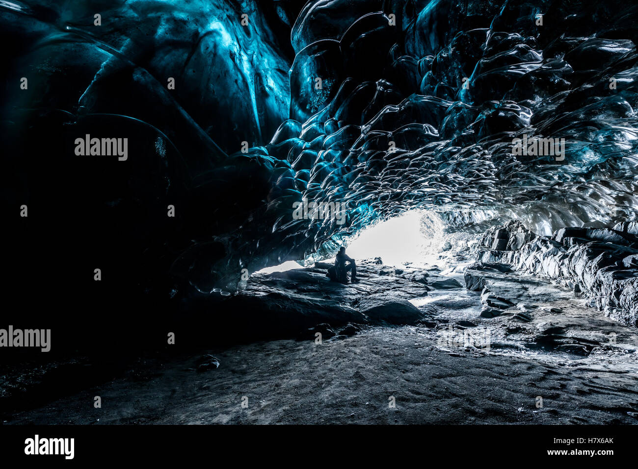 Inside Ice caves in Iceland Stock Photo - Alamy