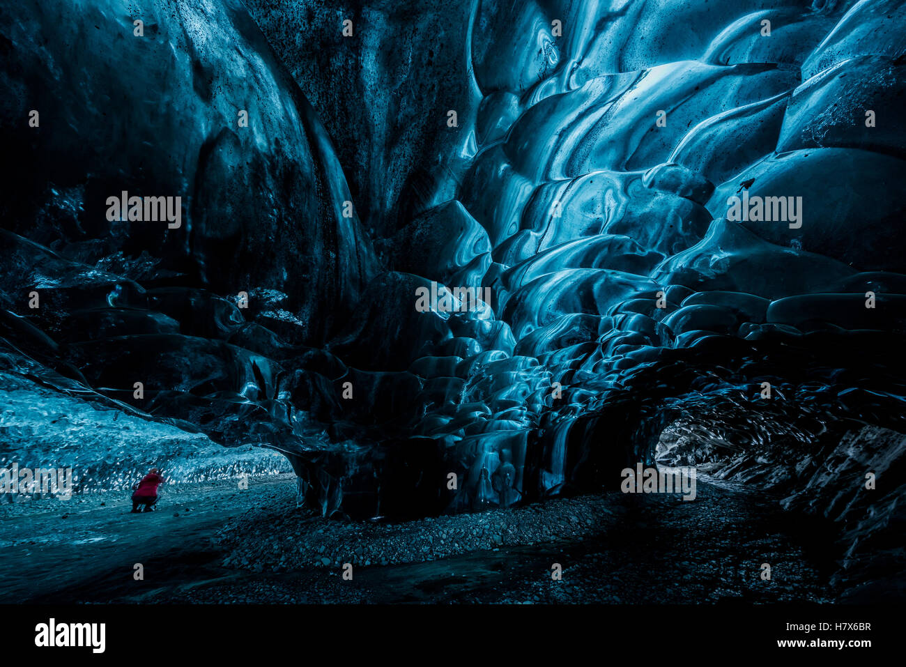 Inside Ice caves in Iceland Stock Photo - Alamy