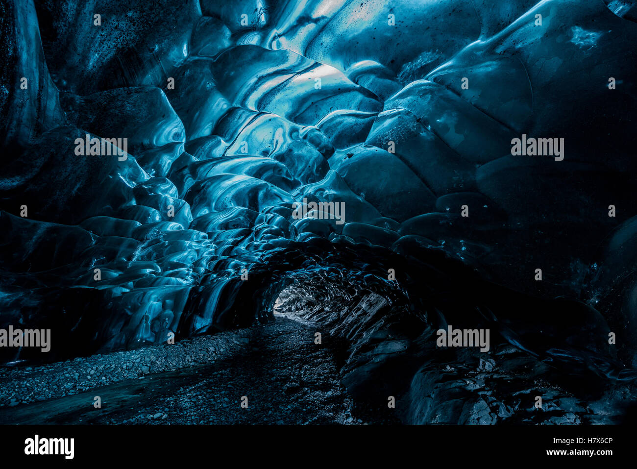 Inside Ice caves in Iceland Stock Photo - Alamy