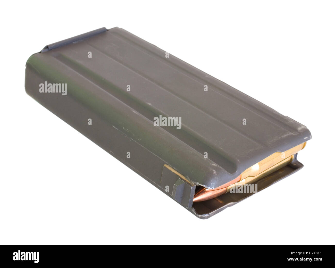 High capacity magazine for an assault rifle isolated on white Stock ...