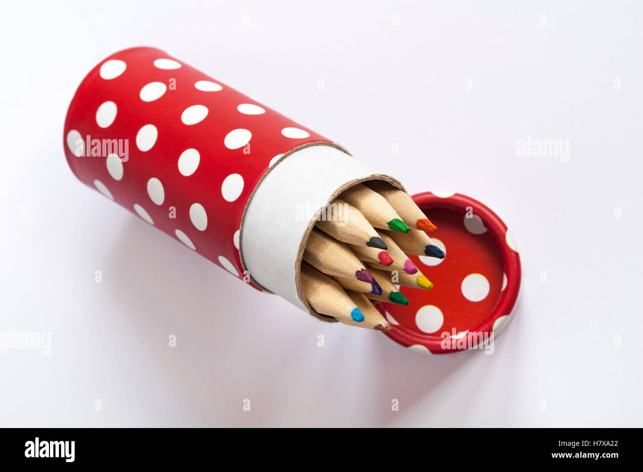 Colouring pencils in red polka dots tub hi-res stock photography and ...