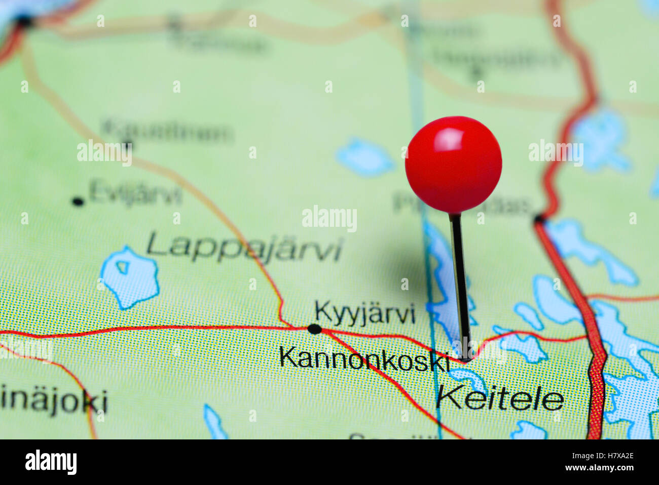 Kannonkoski pinned on a map of Finland Stock Photo - Alamy