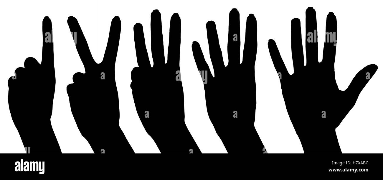 Collage of silhouette hands counting Stock Photo - Alamy