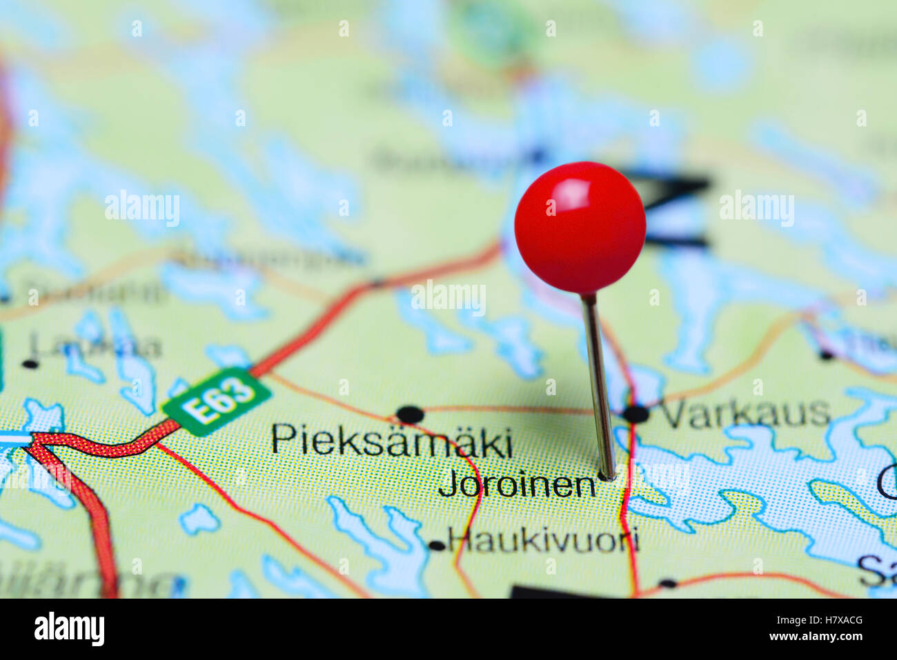 Joroinen pinned on a map of Finland Stock Photo - Alamy