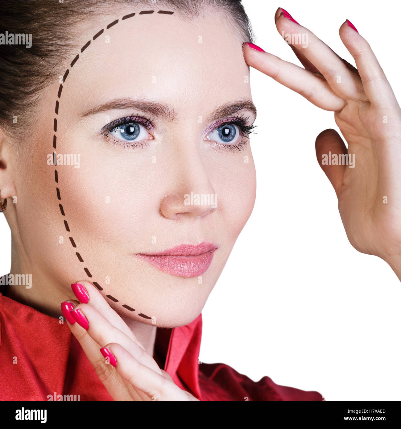 Beautiful woman with arrows on her face Stock Photo - Alamy