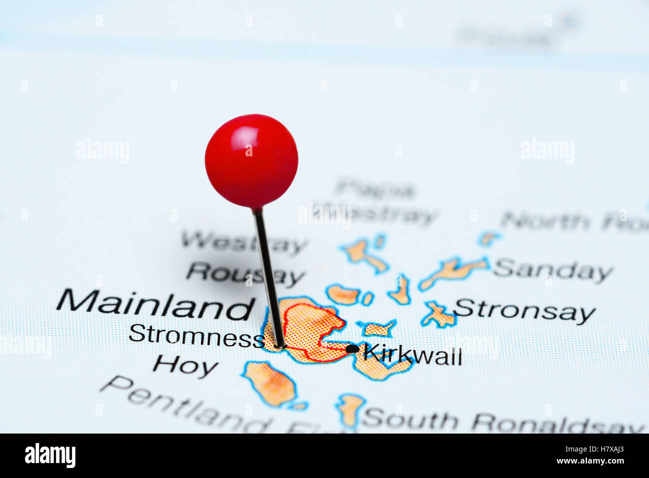 Stromness pinned on a map of UK Stock Photo - Alamy