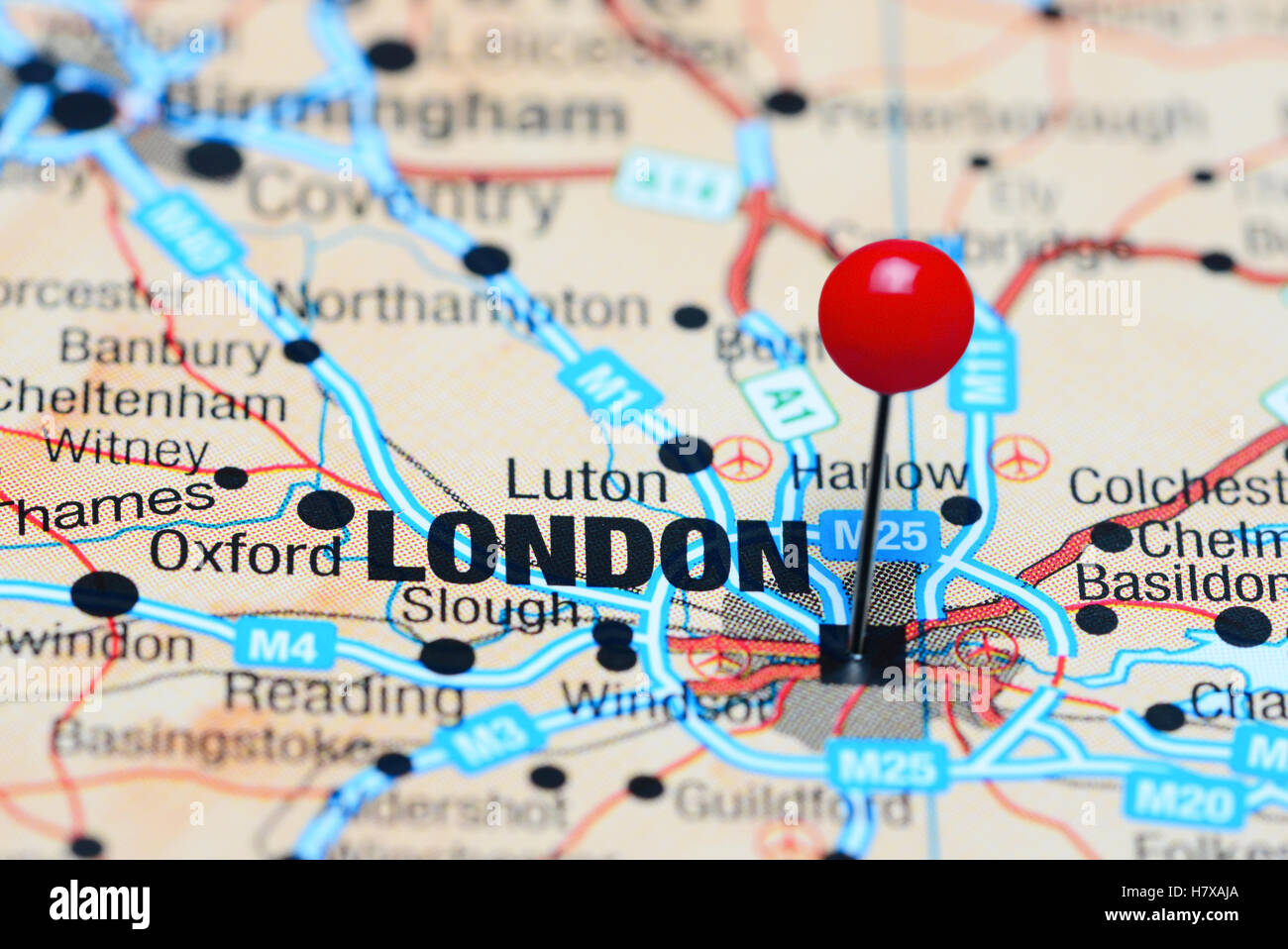 London pinned on a map of UK Stock Photo - Alamy