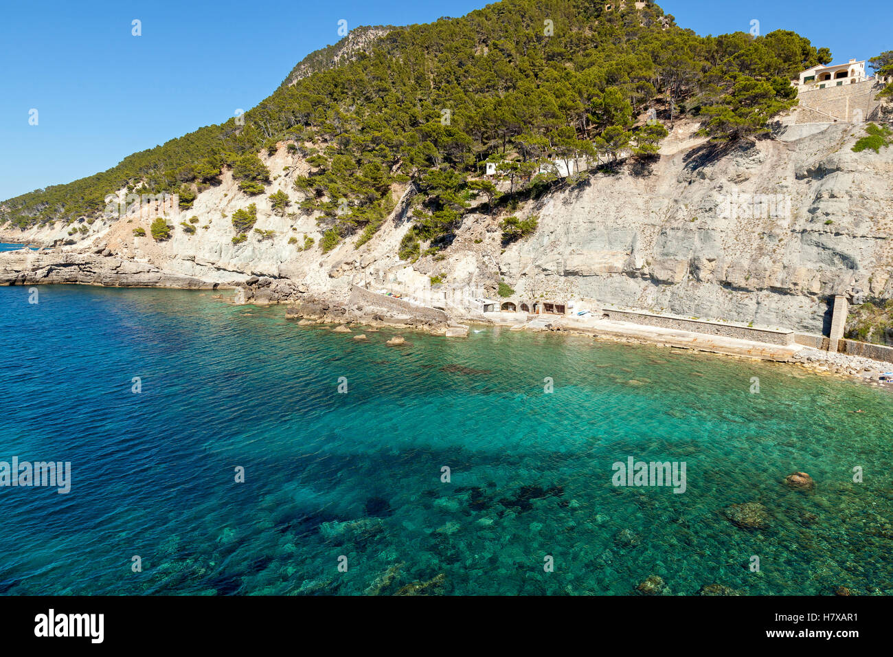 Azure Bay. Azure bay with crystal clear water through which can be seen ...