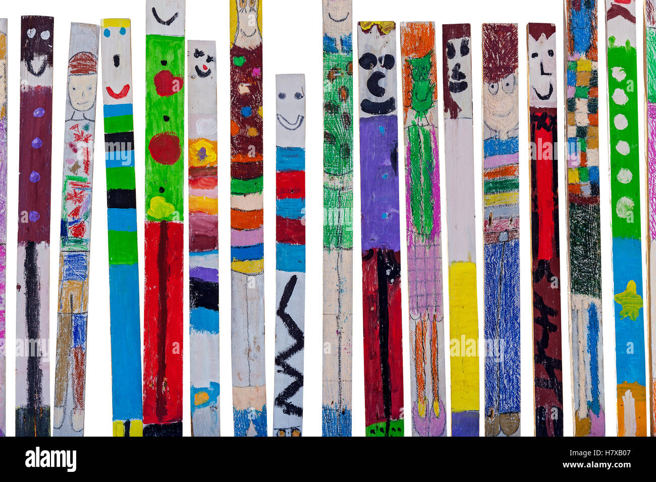 Colorful stripes of children paintings of people,Colorful stripes Stock ...