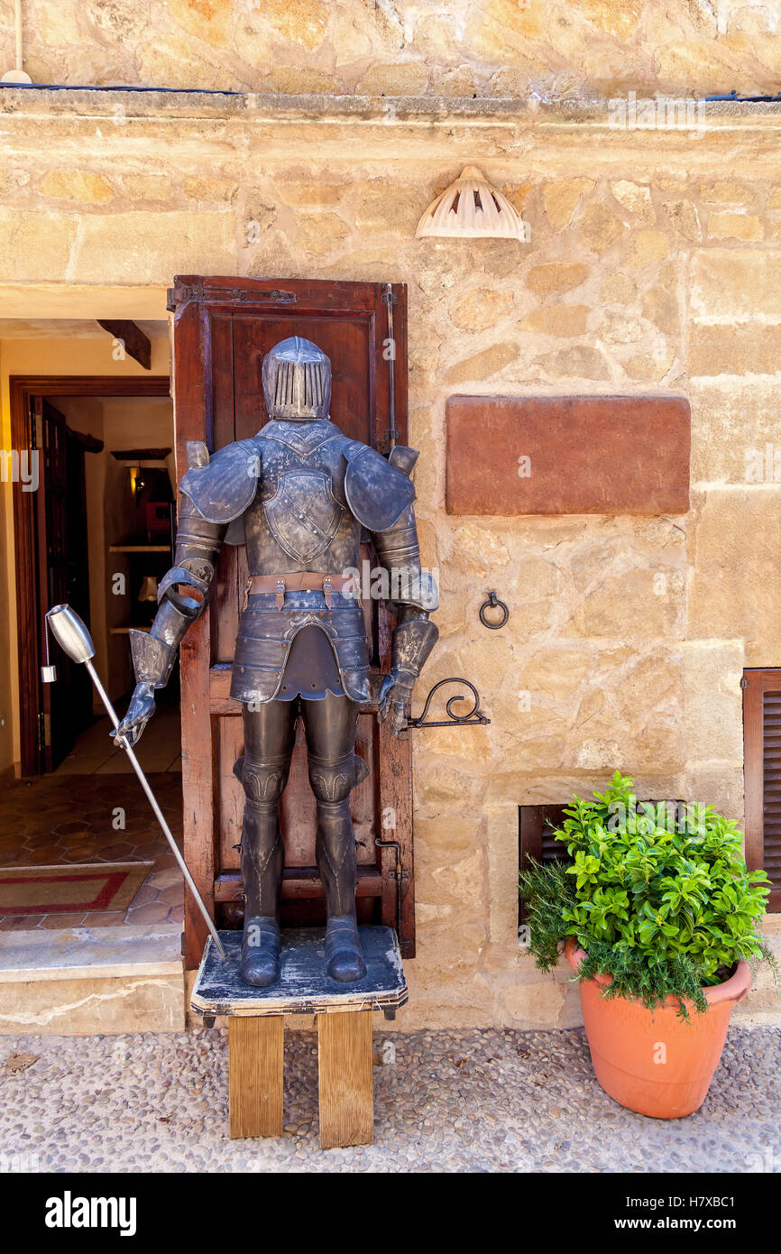 Armoured medieval knight at the entrance,Medieval knight Stock Photo ...