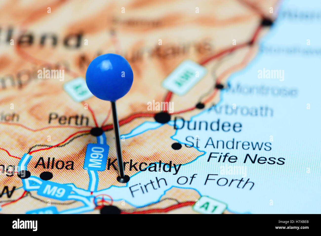 Large Map Of Kirkcaldy Scotland