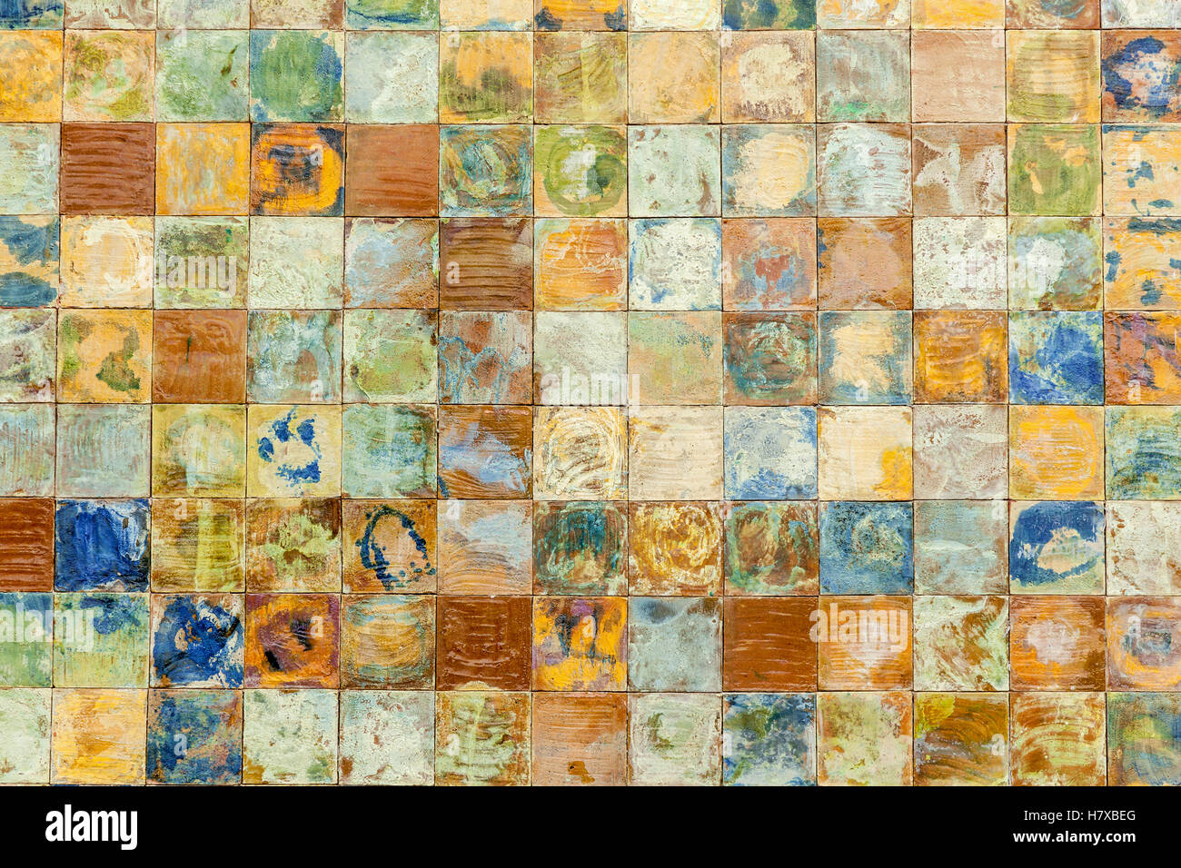 Panel decorated with tiles of different colors and patterns,Tile panel ...