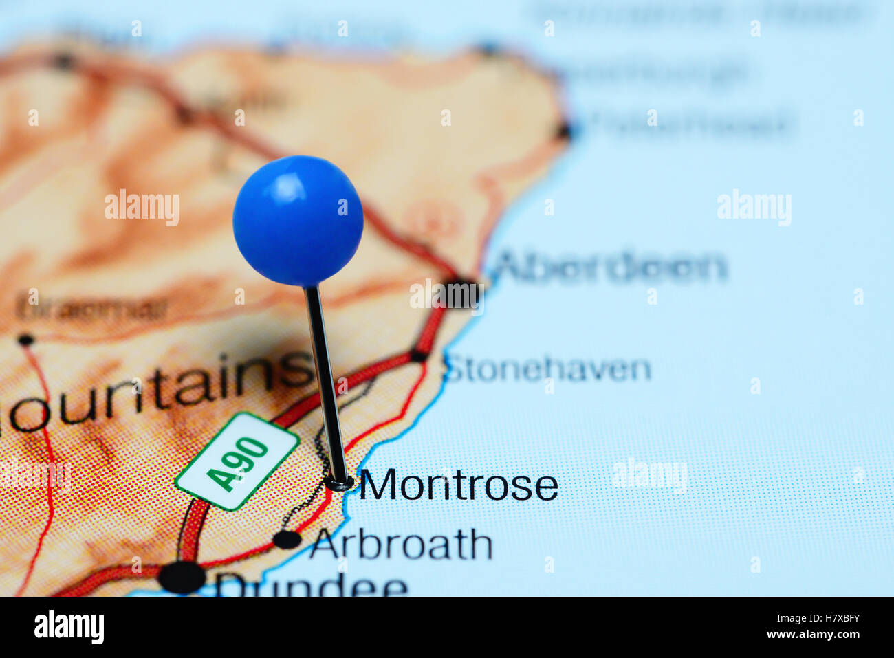 Montrose pinned on a map of Scotland Stock Photo - Alamy
