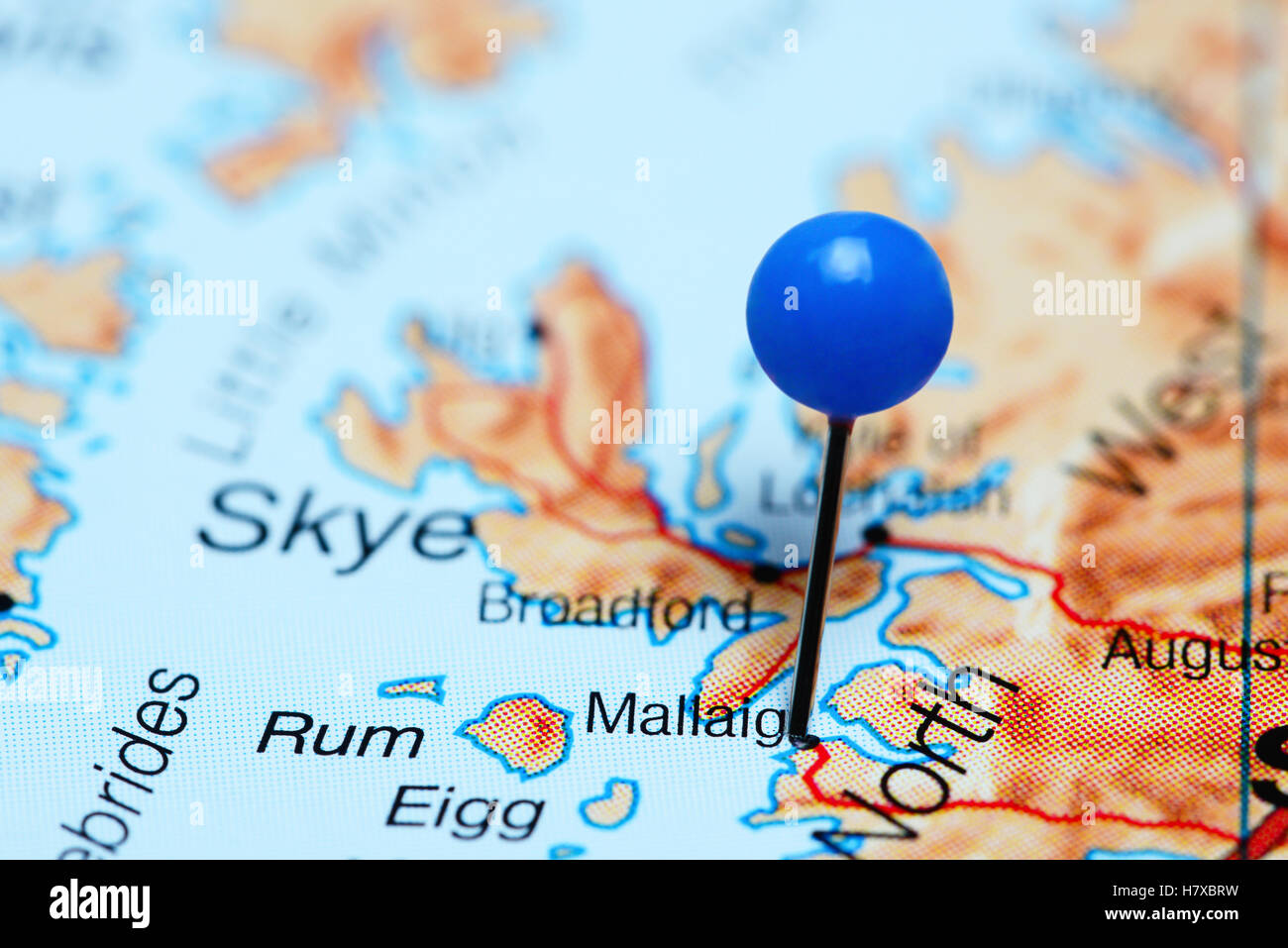 Mallaig pinned on a map of Scotland Stock Photo - Alamy