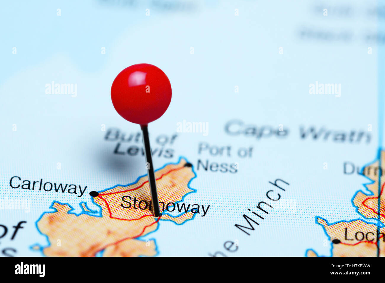 Stornoway pinned on a map of Scotland Stock Photo - Alamy